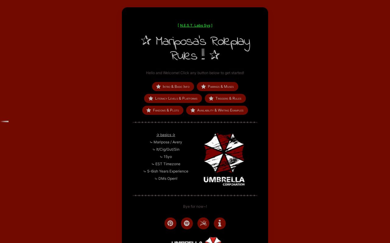 Mariposa’s Roleplay Rules